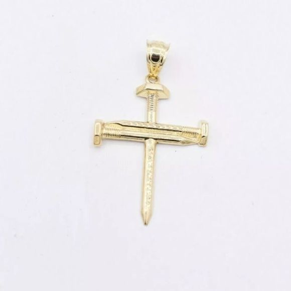 Accessories | Real Gold Screw Nail Cross Pendant Diamond Cut | Poshmark